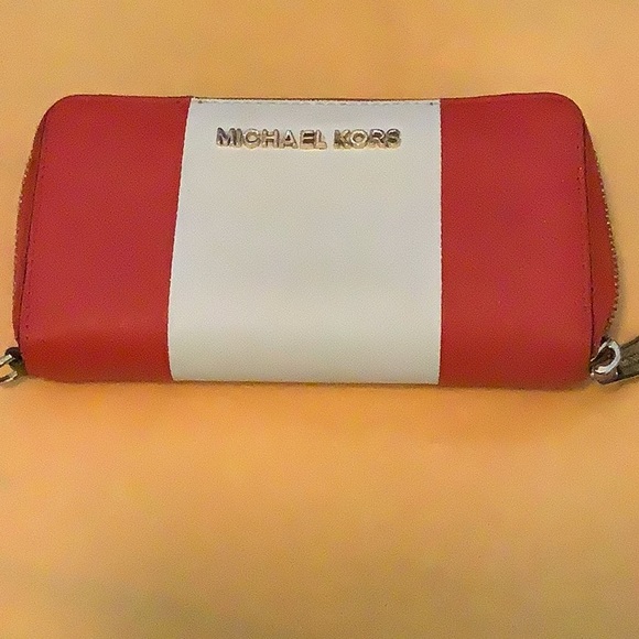 Michael Kors | Bags | Mk Orange Wallet W Cream Colorblock | Poshmark